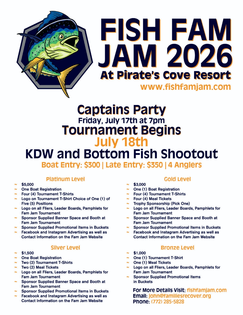 FISH FAM JAM FISHING TOURNAMENT – Families Recover, John Nelson – Wed ...